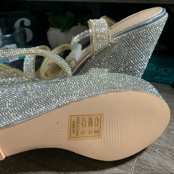 Fashion Nova | Shoes | Silver Diamond Heelswedged | Poshmark
